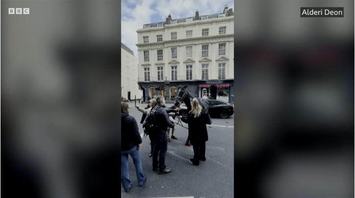 Arratisen kuajt e ushtrisë britanike, vrapuan nëpër qendër të Londrës ...
